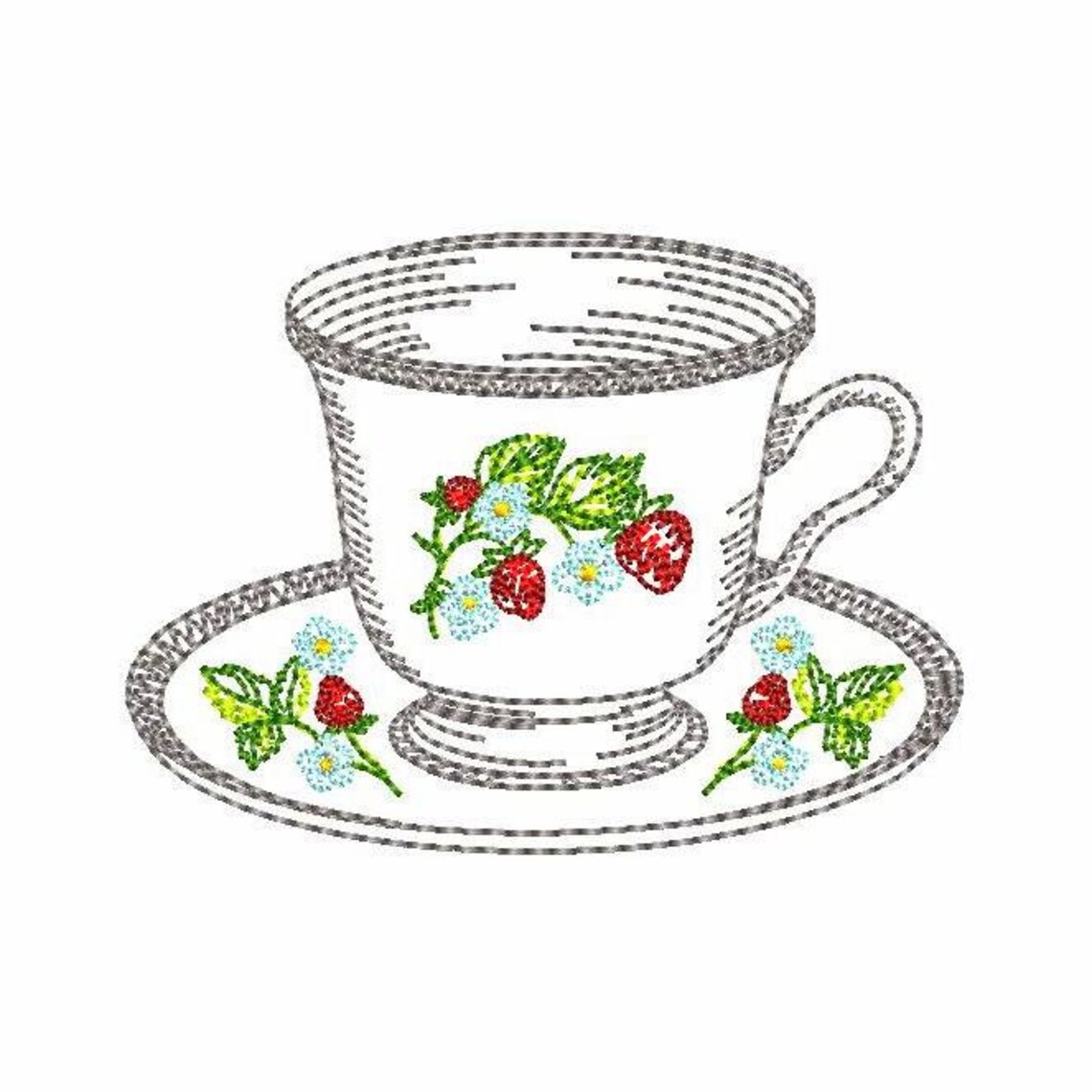 Tea Cup SET Machine Embroidery Designs 6 Beautiful Cups With - Etsy