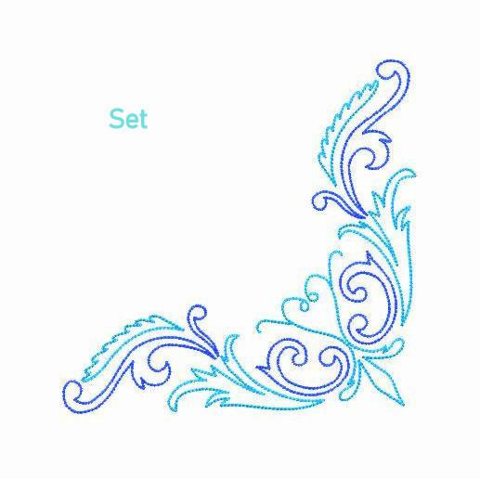 Scroll Corner Border SET Machine Embroidery Design 5 Sizes - Etsy