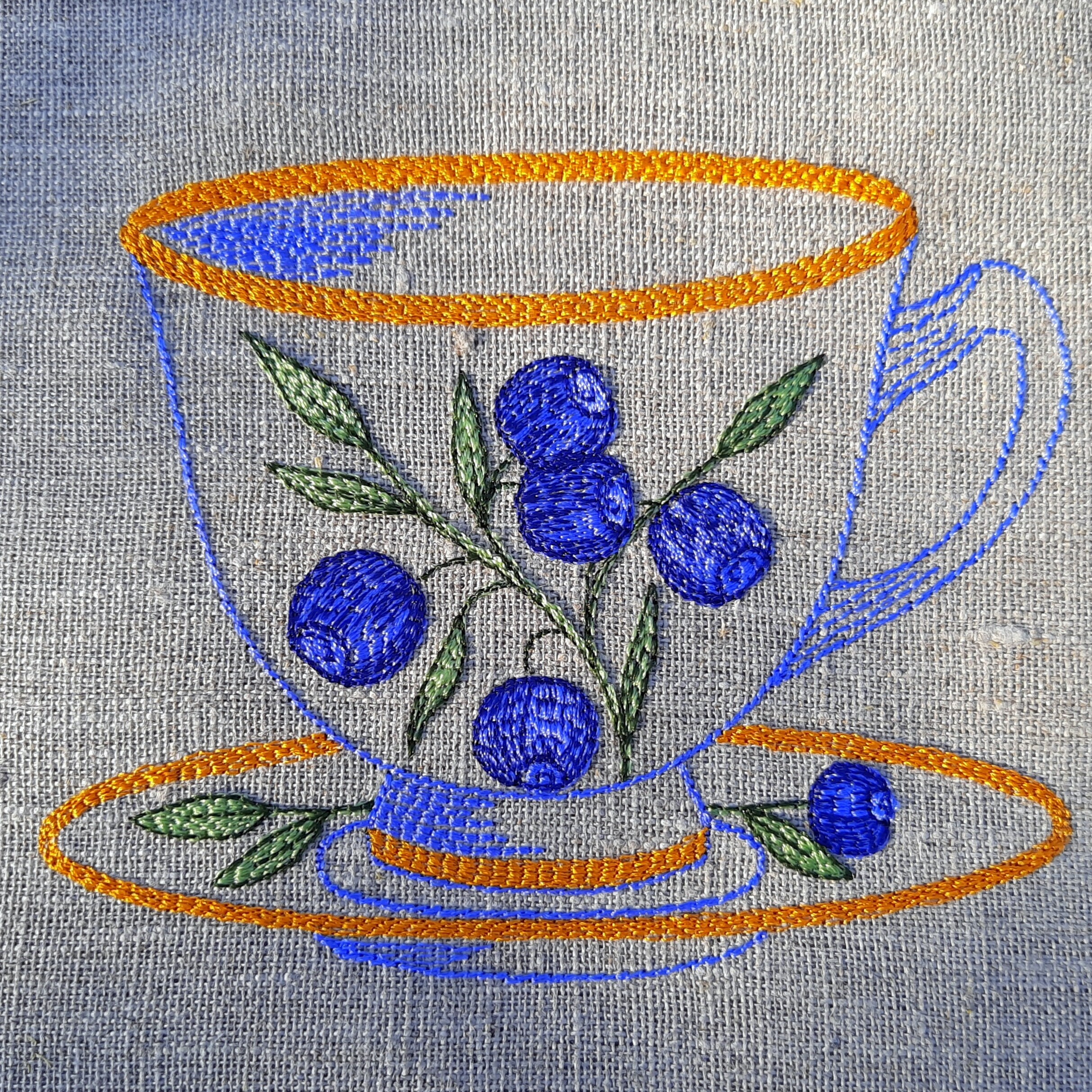Tea Cup Machine Embroidery Design Sketch Machine Embroidery | Etsy