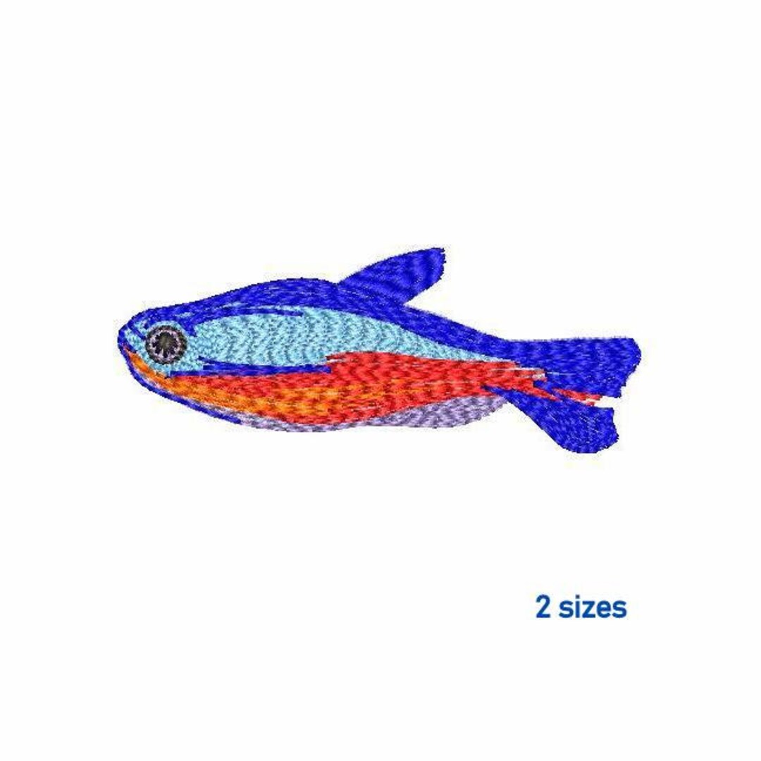 Neon Fish Machine Embroidery Design - 2 SIZE, Sketch Machine Embroidery ...