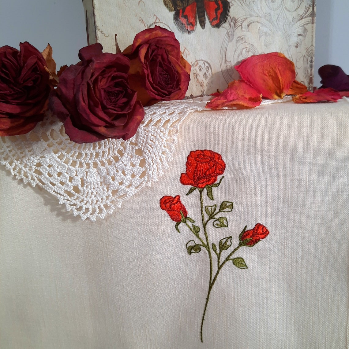 Rose Machine Embroidery Design 3 SIZES Sketch Machine | Etsy