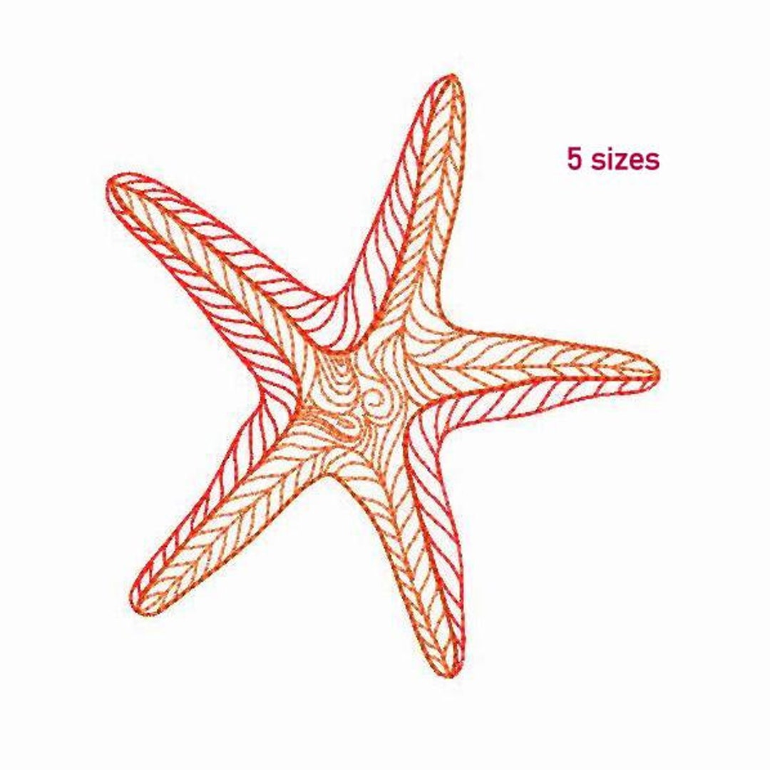 Starfish Machine Embroidery Design - 5 SIZES, Sketch Machine Embroidery ...