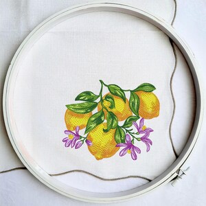 Lemon Branch Machine Embroidery Design - 4 SIZES, Citrus Fruit Digital ...