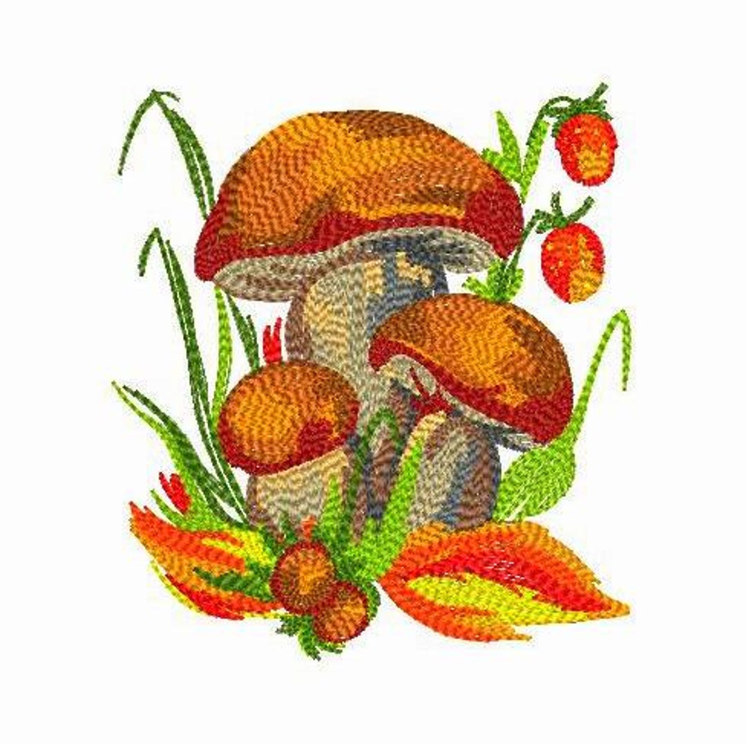 Forest Mushrooms Machine Embroidery Design 5 Sizes - Cute Woodland ...