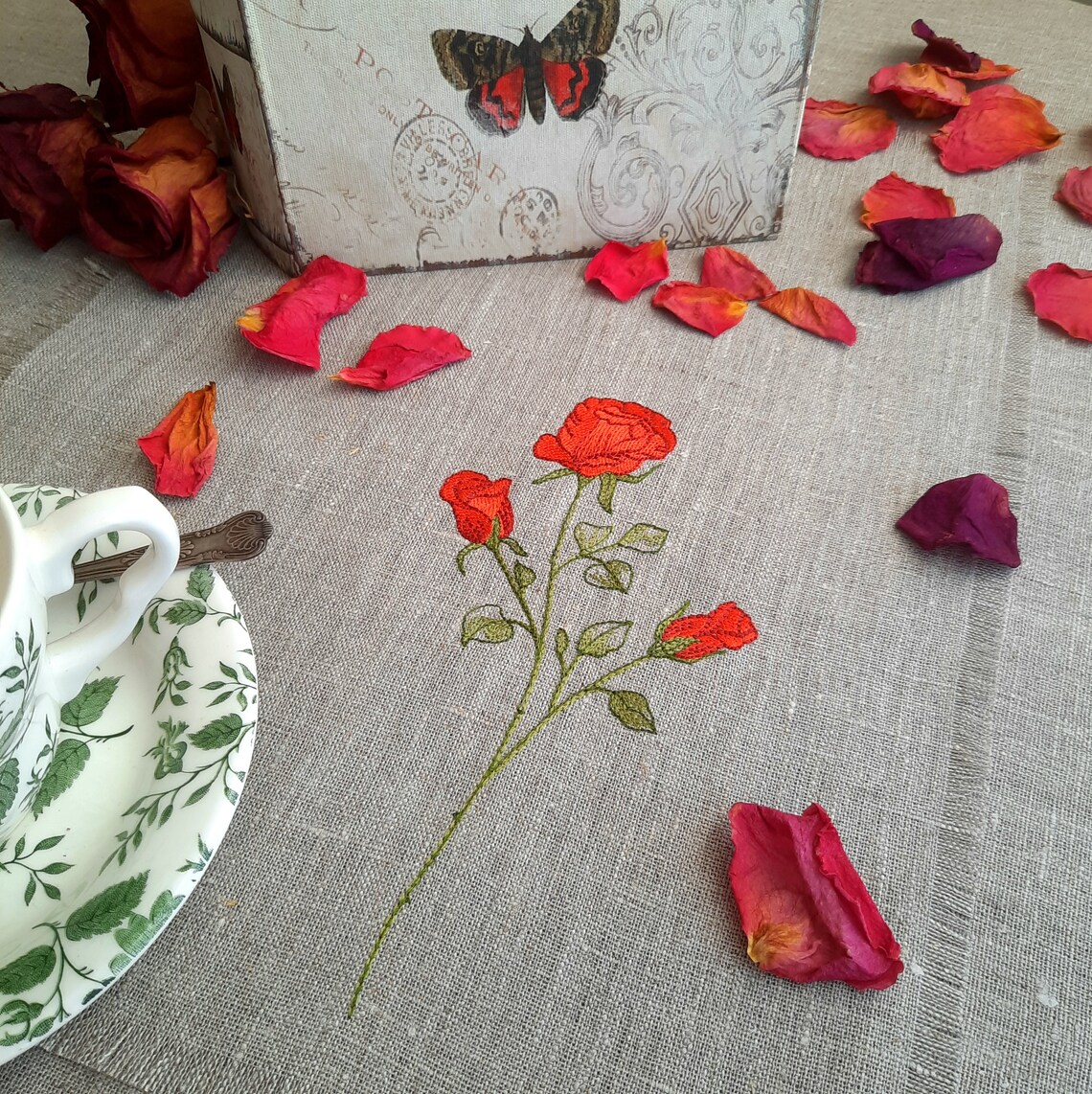 Rose Machine Embroidery Design 3 SIZES Sketch Machine | Etsy