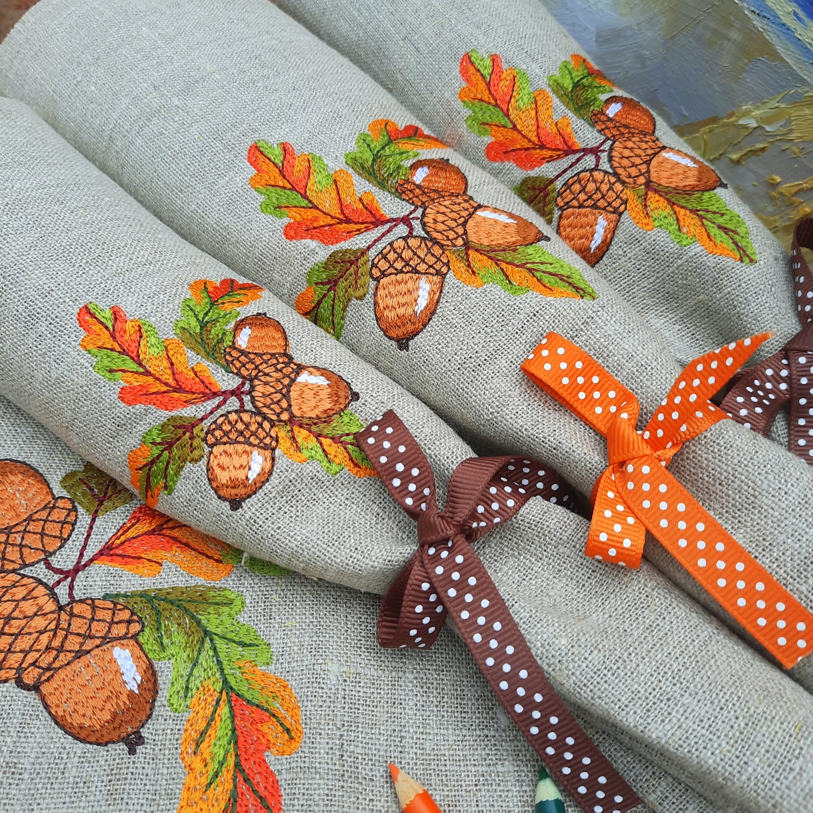 Acorns Machine Embroidery Design 3 SIZES, Acorn Nut & Oak Leaves ...