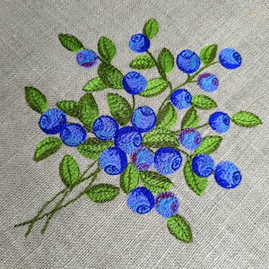 Blueberry Machine Embroidery Design, Blueberry Bouquet Digital ...