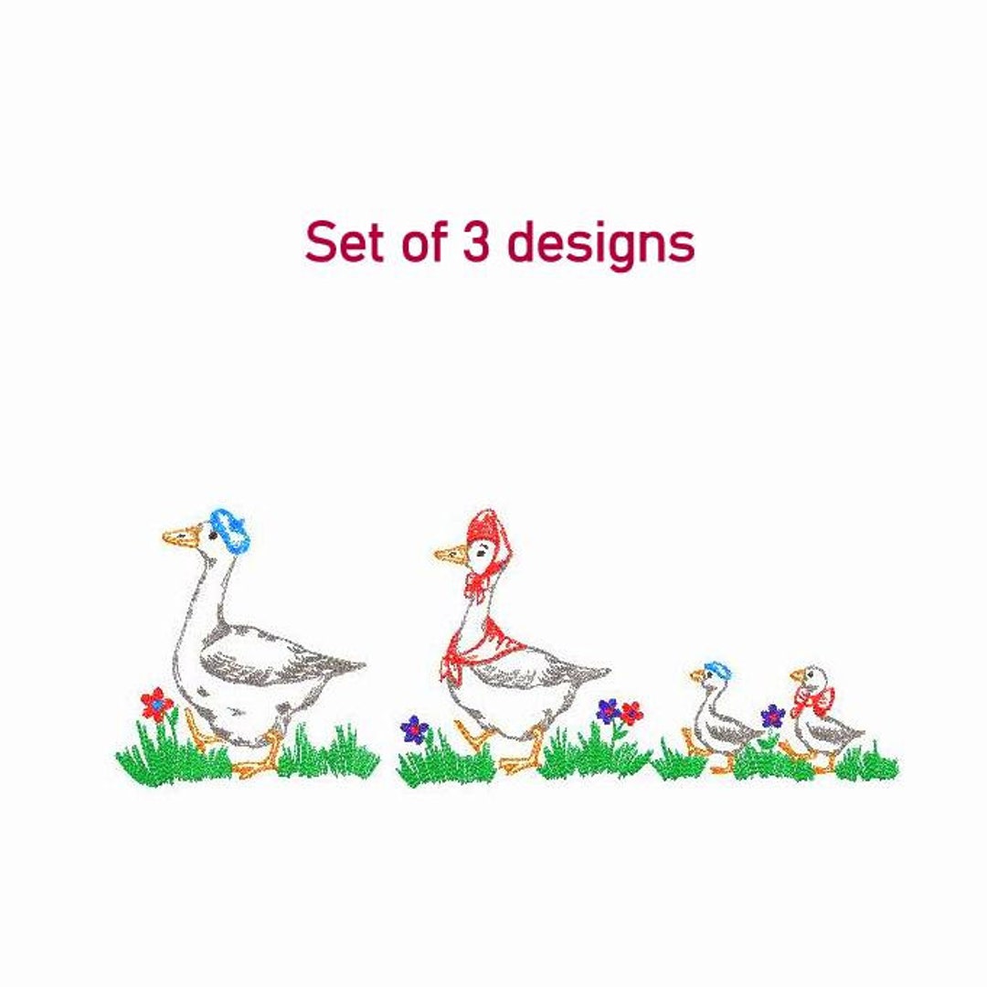 Geese Machine Embroidery Designs SET of 3 Separate Designs, Goose ...