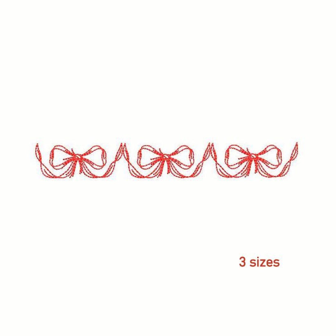 Bows Border Machine Embroidery Design 3 SIZES, Ribbon Bow Ornament ...