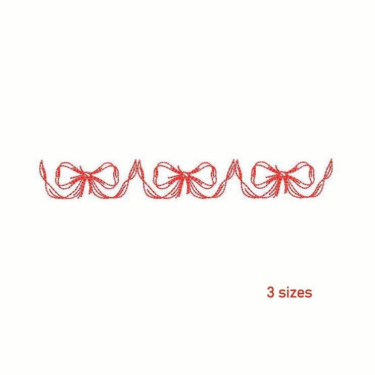 Bows Border Machine Embroidery Design 3 SIZES Sketch - Etsy
