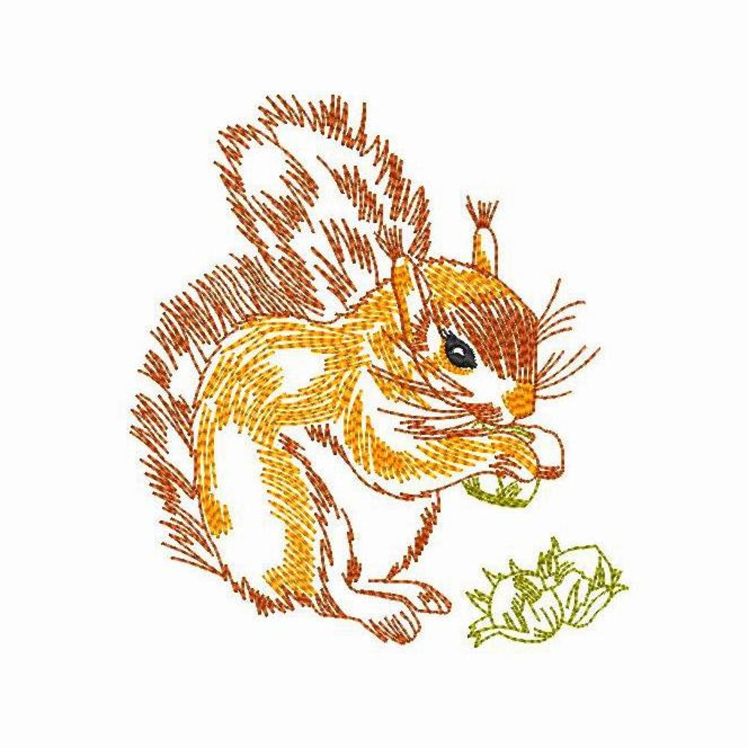 Squirrel Machine Embroidery Design 3 SIZES, Squirrel With Nuts Machine ...