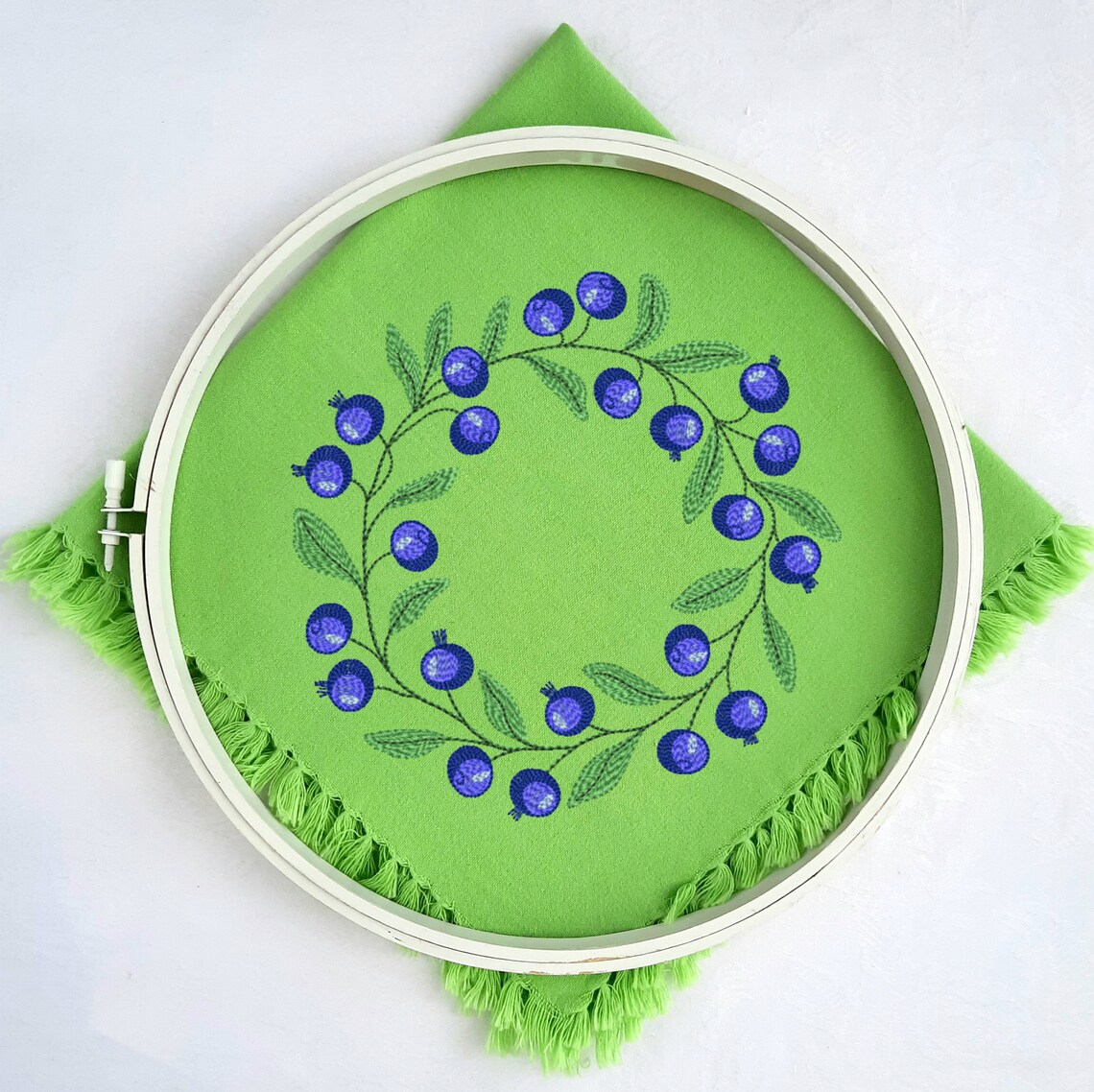 Blueberry Wreath Machine Embroidery Design 4 SIZES, Blueberry Digital ...