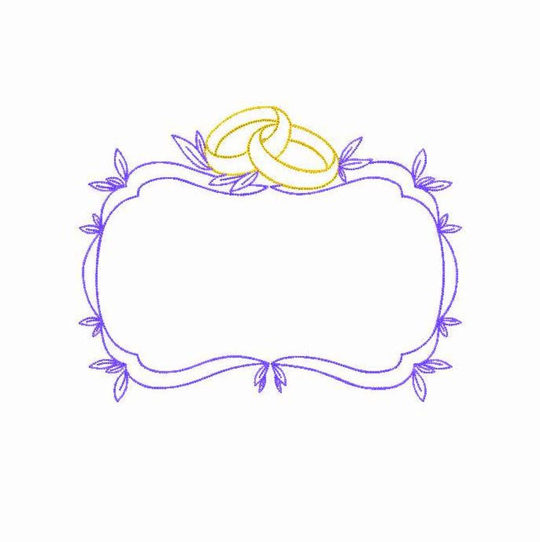 Wedding Frame Machine Embroidery Design 5 SIZES, Monogram Frame Digital ...