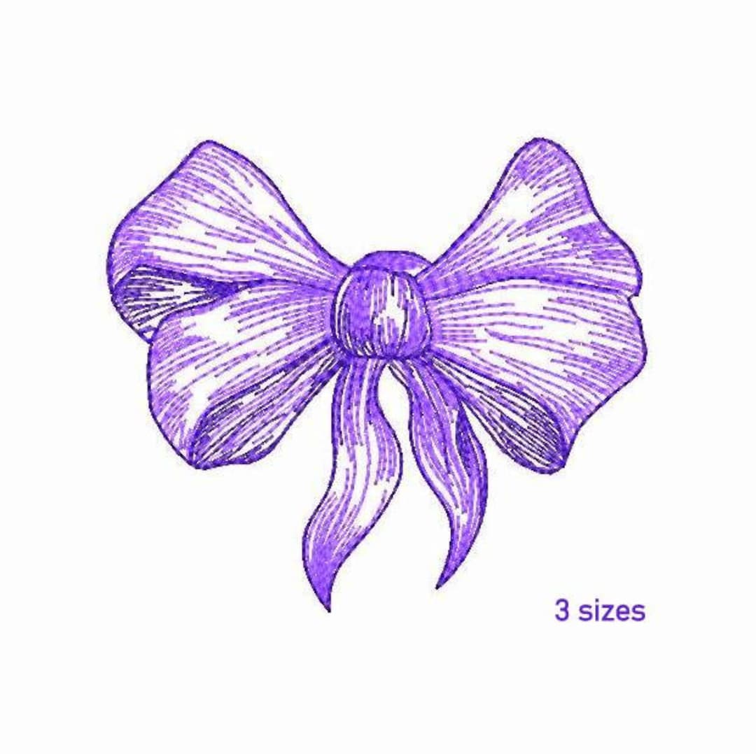 Bow Machine Embroidery Design 3 SIZES, Ribbon Bow Digital Embroidery ...