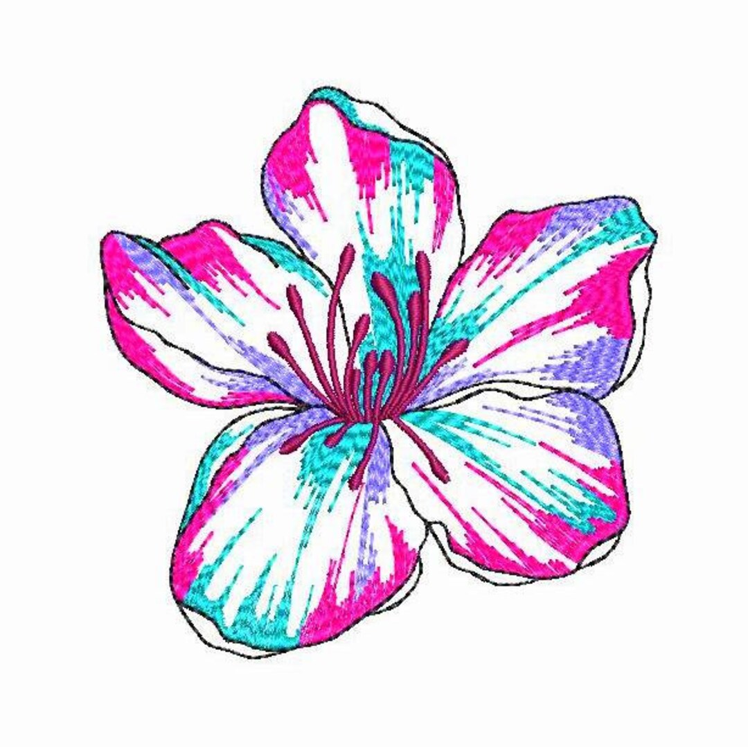 Beautiful Flower Machine Embroidery Design 5 Sizes, Colorful Flower ...