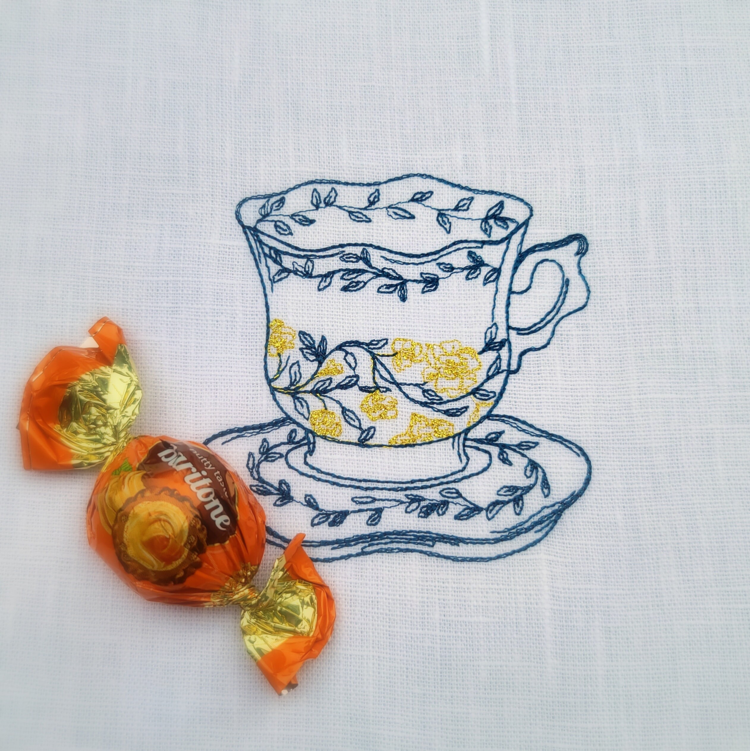 Tea Cup Machine Embroidery Design, Sketch Machine Embroidery Mug, Art ...