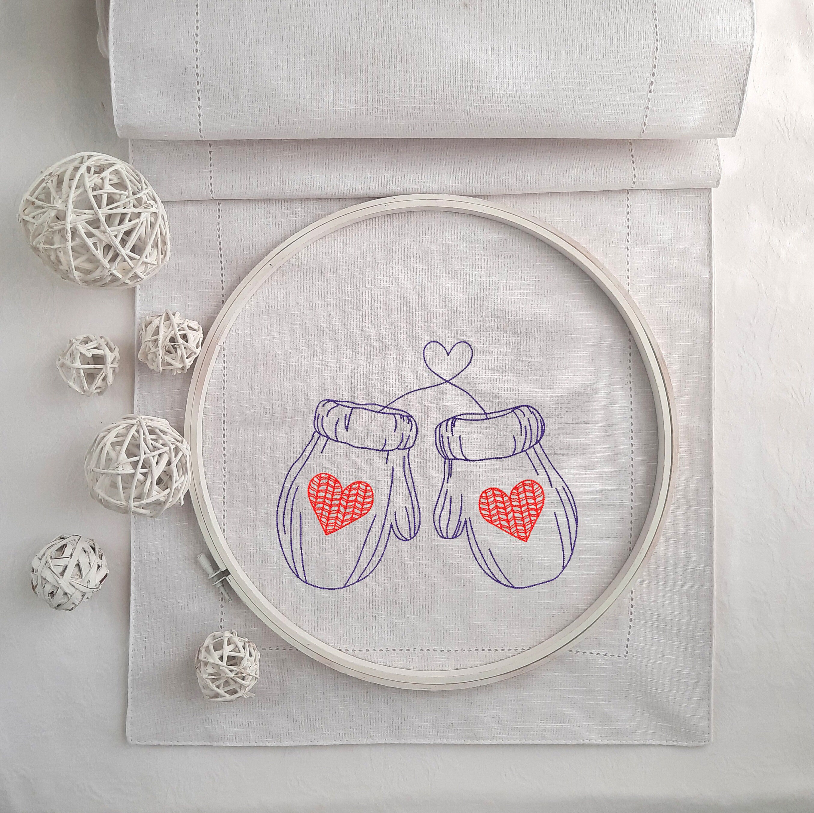 Mittens Machine Embroidery Design 3 SIZES, Sketch Machine Embroidery ...