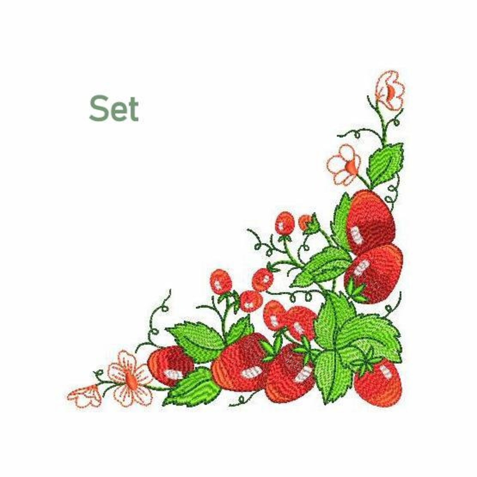 Strawberry Corner SET in 2 Sizes Machine Embroidery Design - Etsy