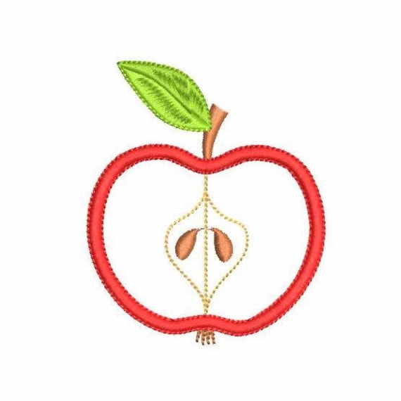 Apple Applique Machine Embroidery Design Sketch Machine - Etsy
