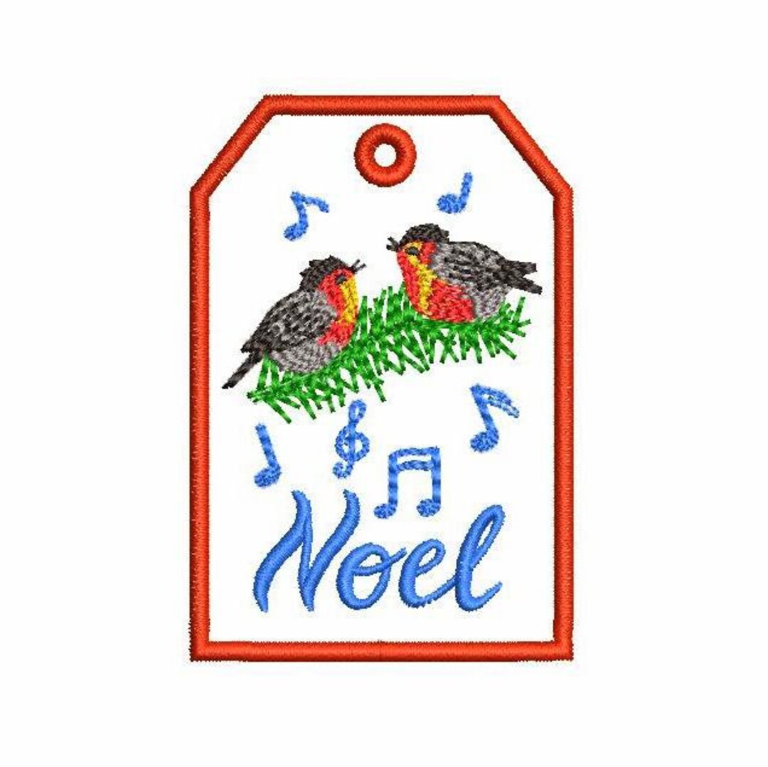 Gift Tag Noel Machine Embroidery Design, Present Label Noel Digital ...