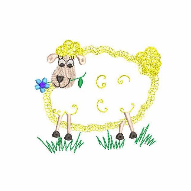 Sheep Applique Machine Embroidery Design Sketch Machine | Etsy