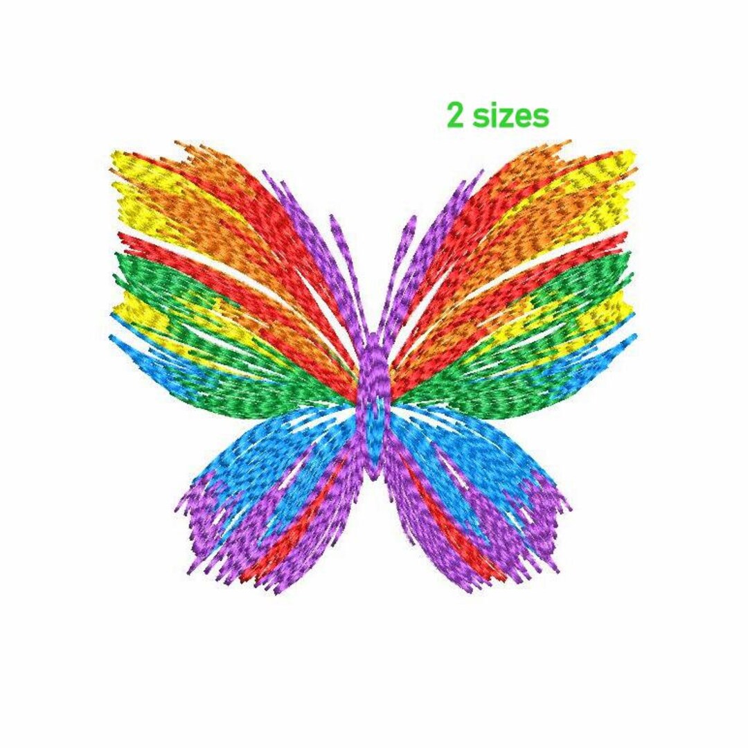 Butterfly Machine Embroidery Design 2 SIZES, Machine Embroidery Rainbow ...