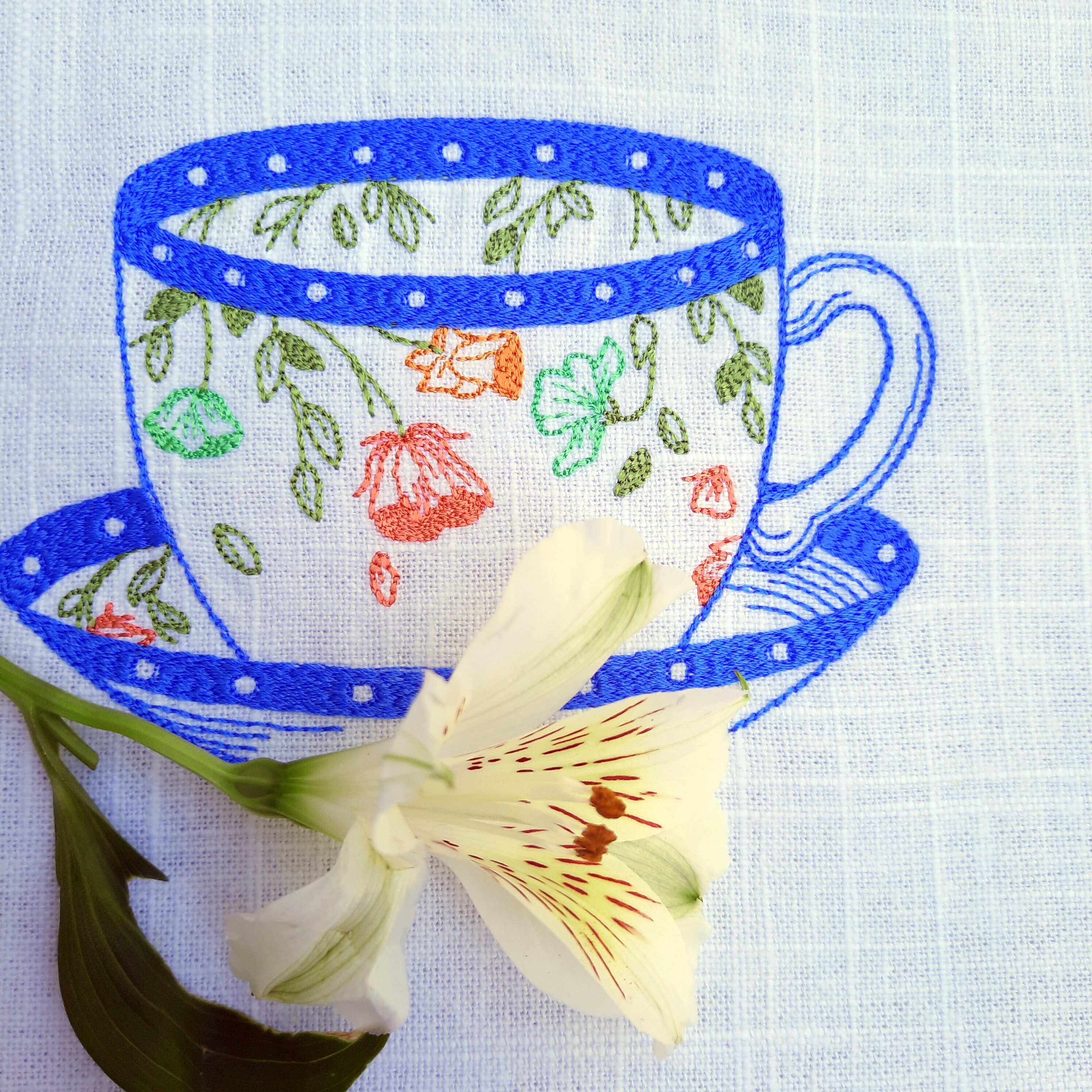 Tea Cup Machine Embroidery Design 3 SIZES Sketch Machine - Etsy