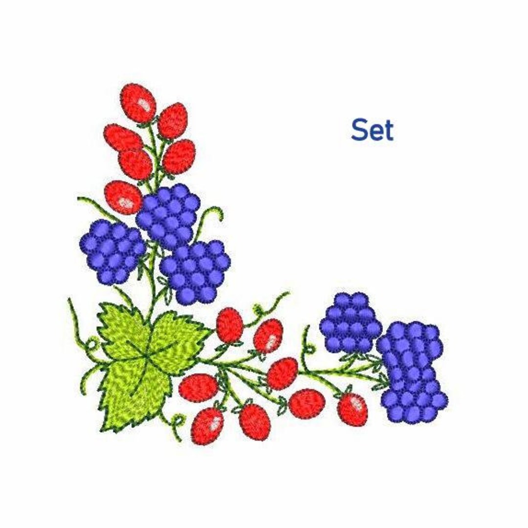 Berry Corner SET Machine Embroidery Designs, Berry Branches Digital ...