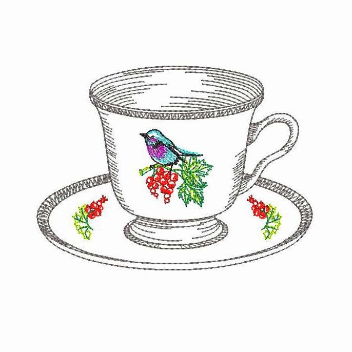 Tea Cup SET Machine Embroidery Designs 6 Beautiful Cups With - Etsy