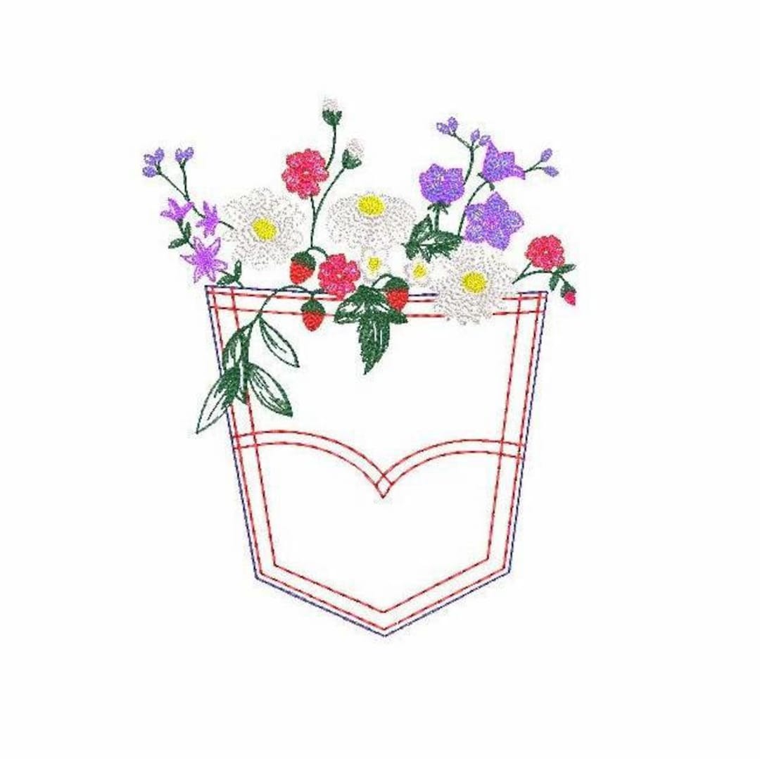 Jeans Pocket Flowers Machine Embroidery Design 1 SIZE, Floral Pocket ...