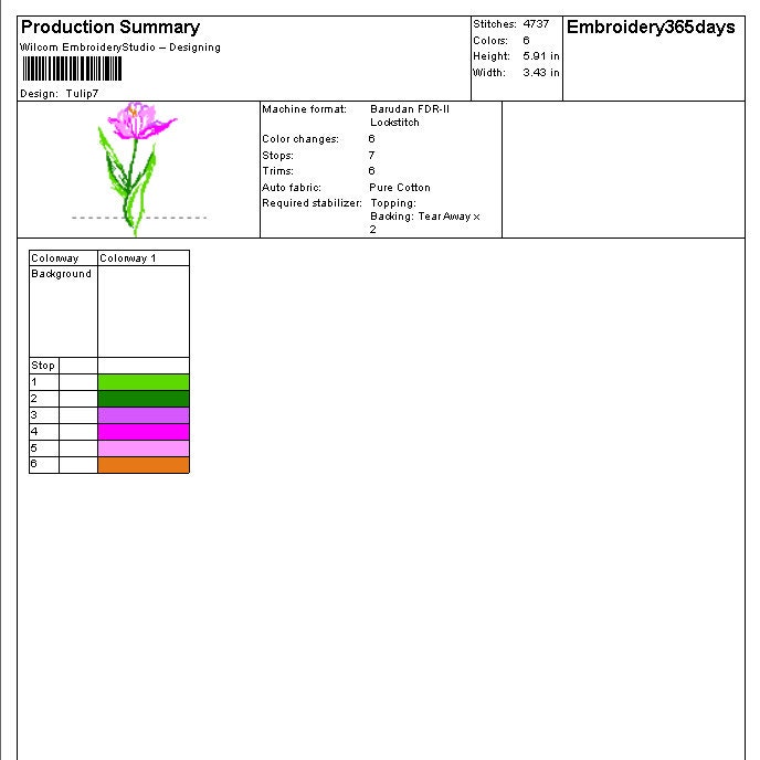 Tulip Machine Embroidery Design Sketch Machine Embroidery | Etsy