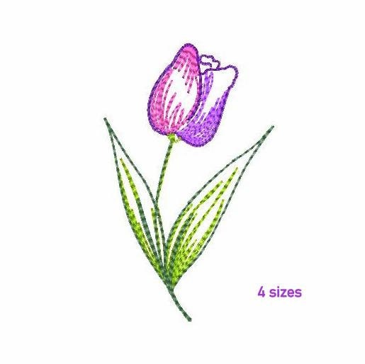 Tulip Machine Embroidery Design 4 SIZES Sketch Machine | Etsy