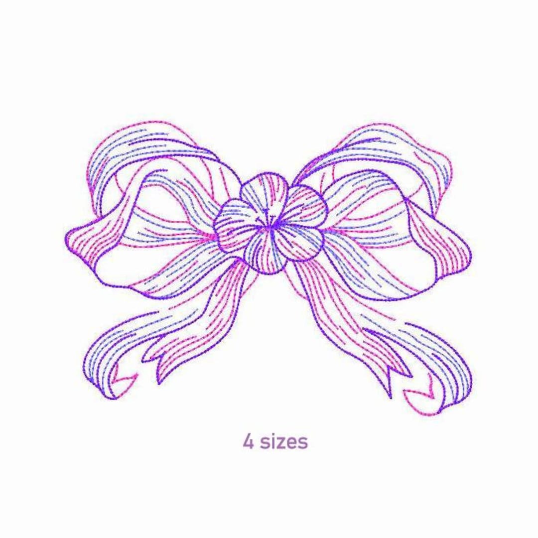 Bow Machine Embroidery Design 4 SIZES, Ribbon Bow Digital Embroidery ...