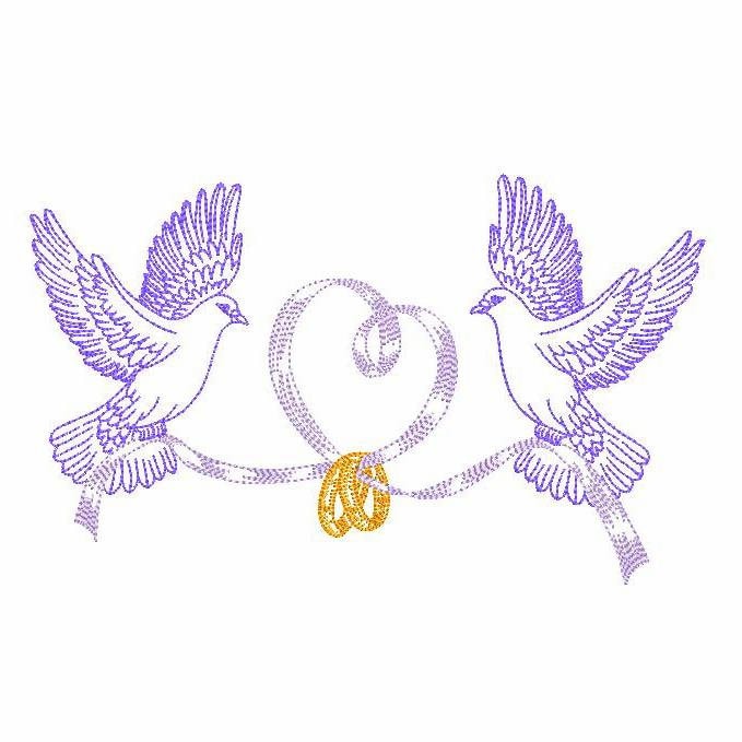 Wedding Doves Machine Embroidery Design 3 SIZES Sketch - Etsy