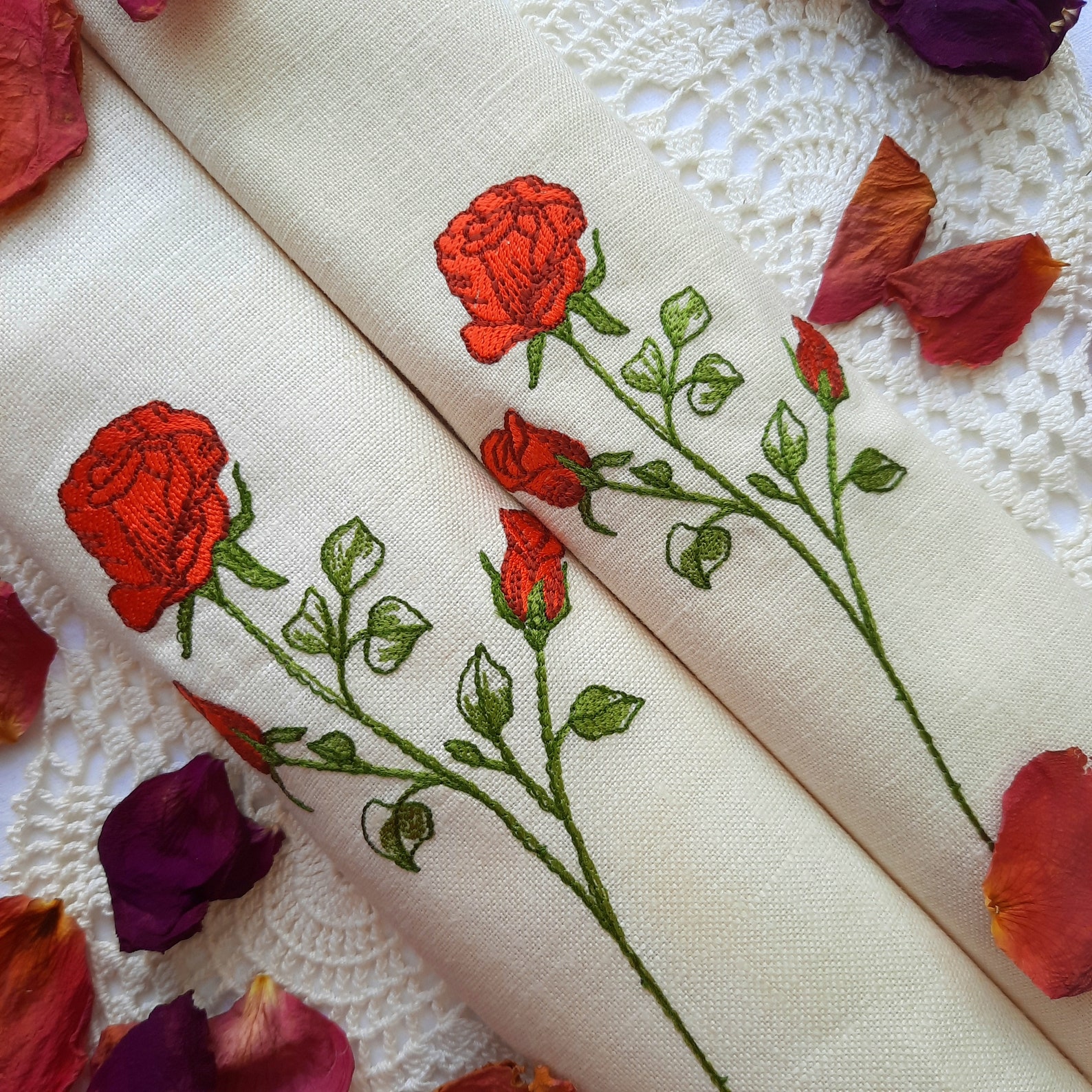 Rose Machine Embroidery Design 3 SIZES Sketch Machine | Etsy