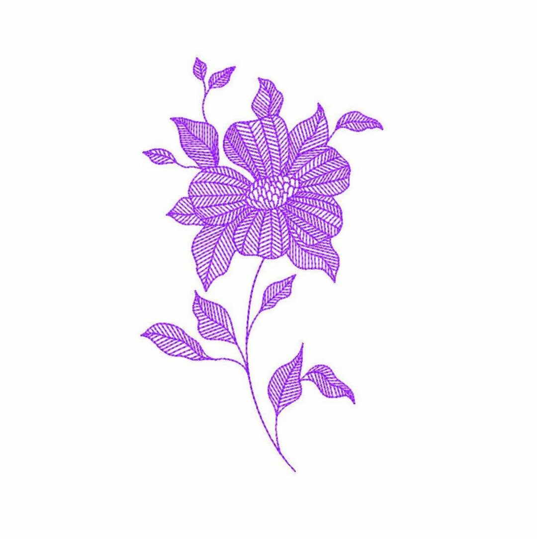 Beautiful Flower Machine Embroidery Design - 3 Sizes, Sketch Machine ...
