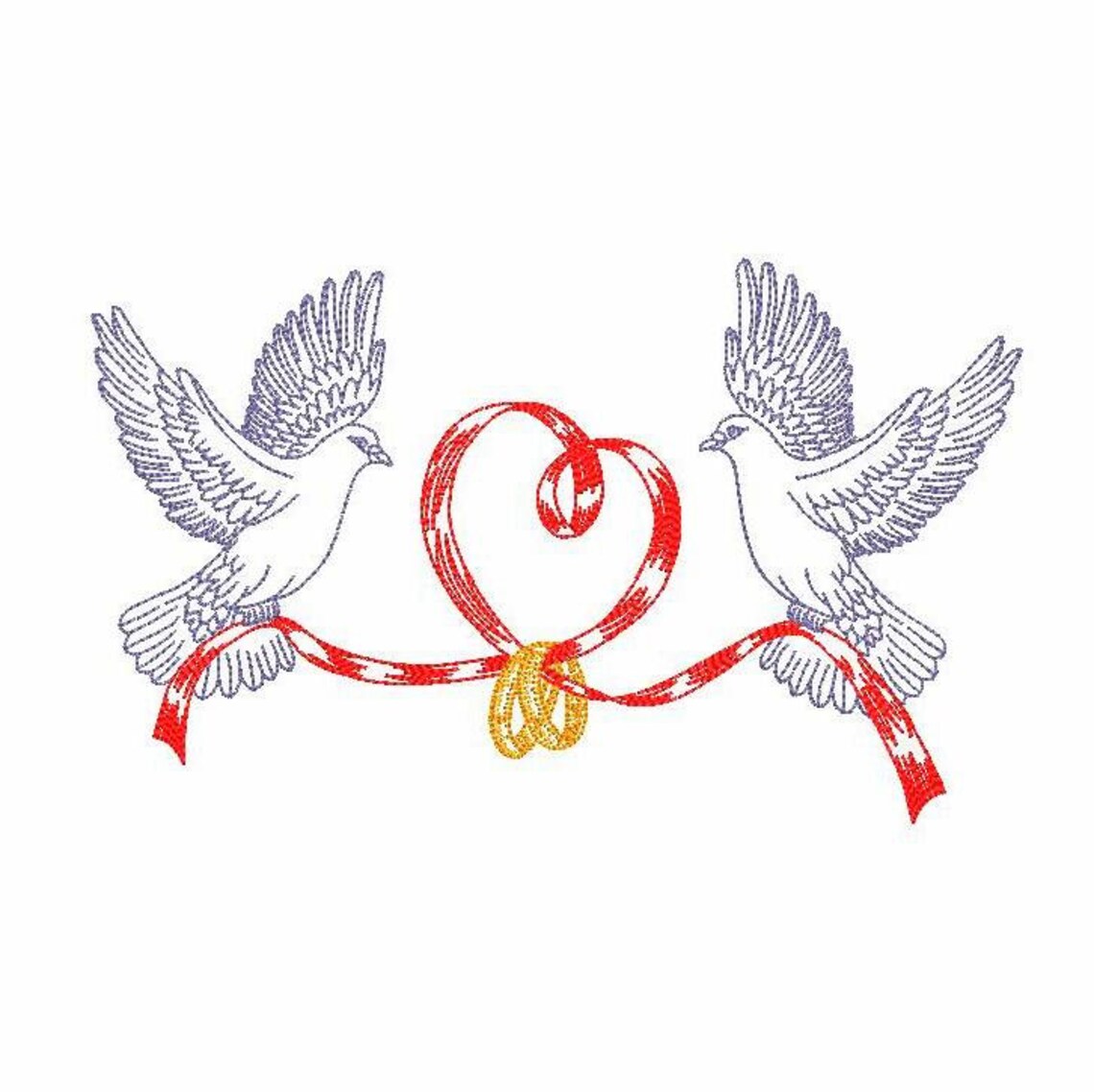 Wedding Doves Machine Embroidery Design 3 SIZES Sketch - Etsy