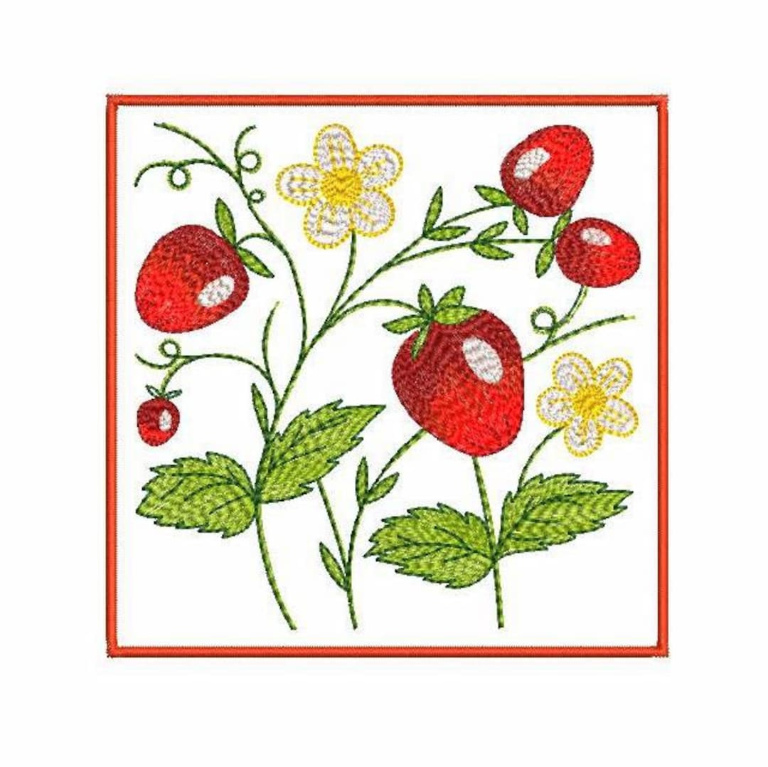 Strawberry Machine Embroidery Design, Sketch Machine Embroidery Red ...