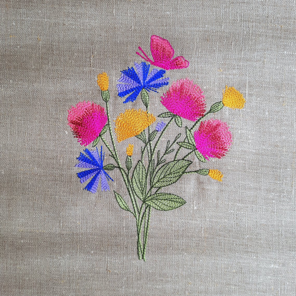 Wildflowers Bouquet Machine Embroidery Design Pink Clover - Etsy