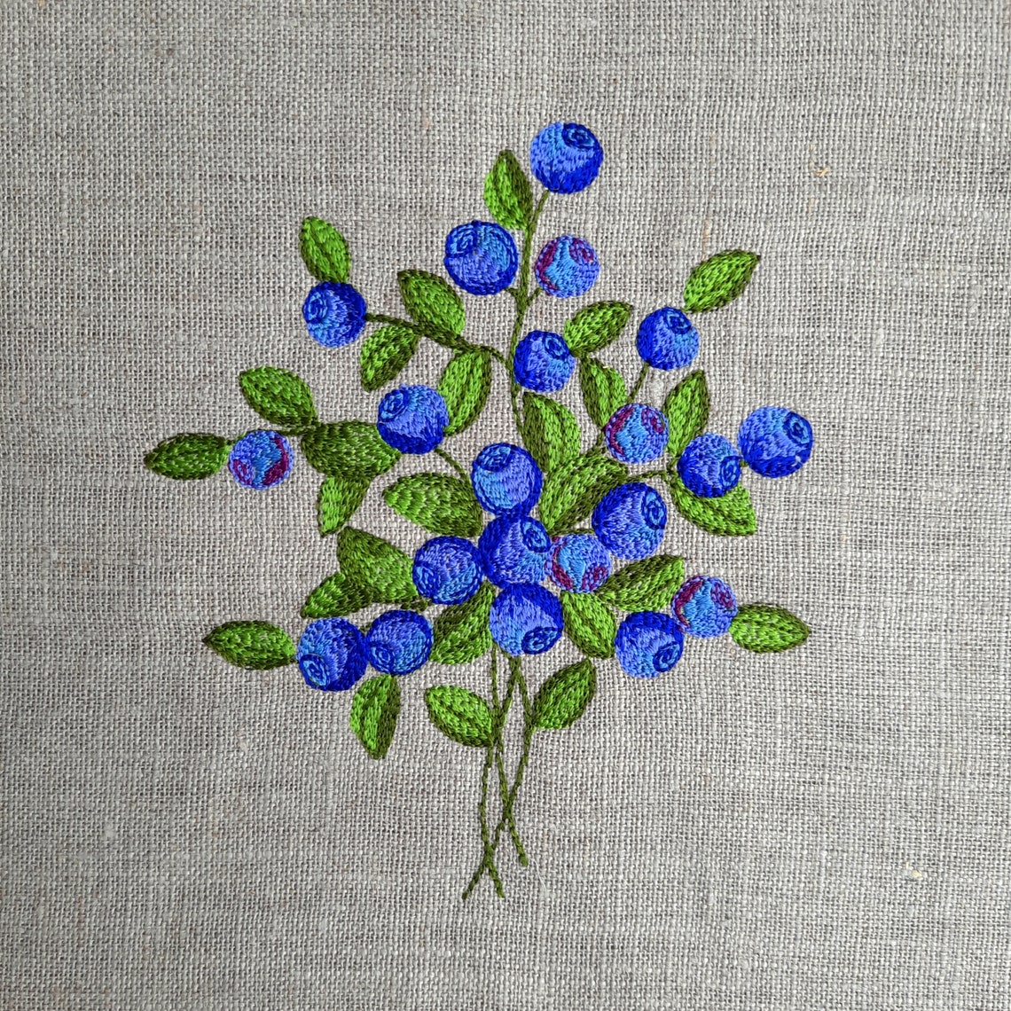 Blueberry Machine Embroidery Design Sketch Machine Embroidery | Etsy