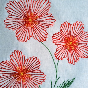 Gerbera Daisy Machine Embroidery Design Sketch Machine | Etsy