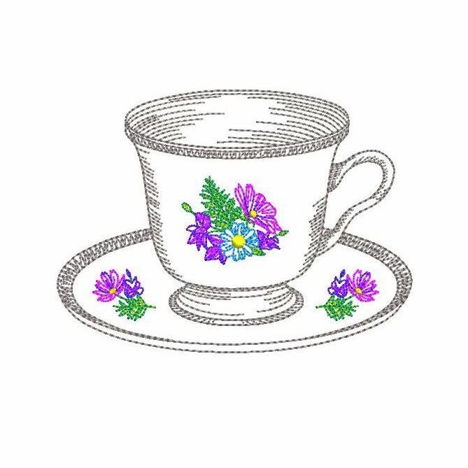 Tea Cup SET Machine Embroidery Designs 6 Beautiful Cups With - Etsy