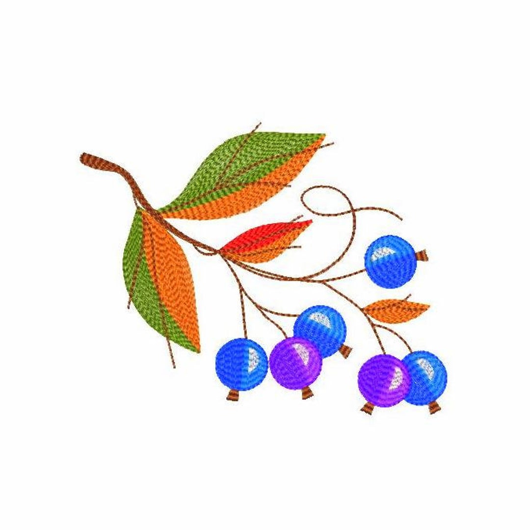 Autumn Berries Branch Machine Embroidery Design, Sketch Machine ...