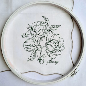 Peony Machine Embroidery Design 5 SIZES, Peony Flowers Digital ...
