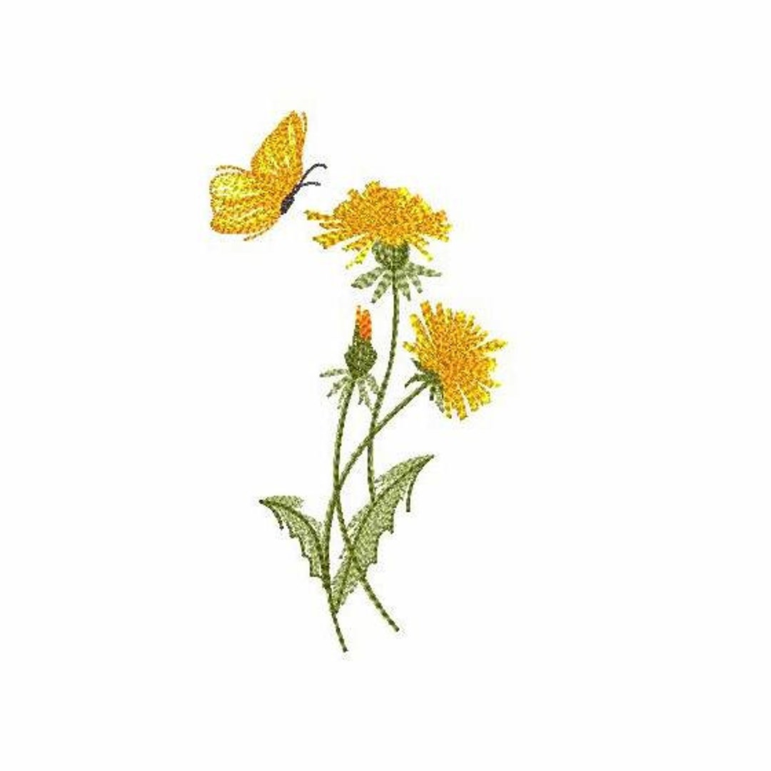Dandelion Flowers Machine Embroidery Design, Bouquet of Dandelions ...