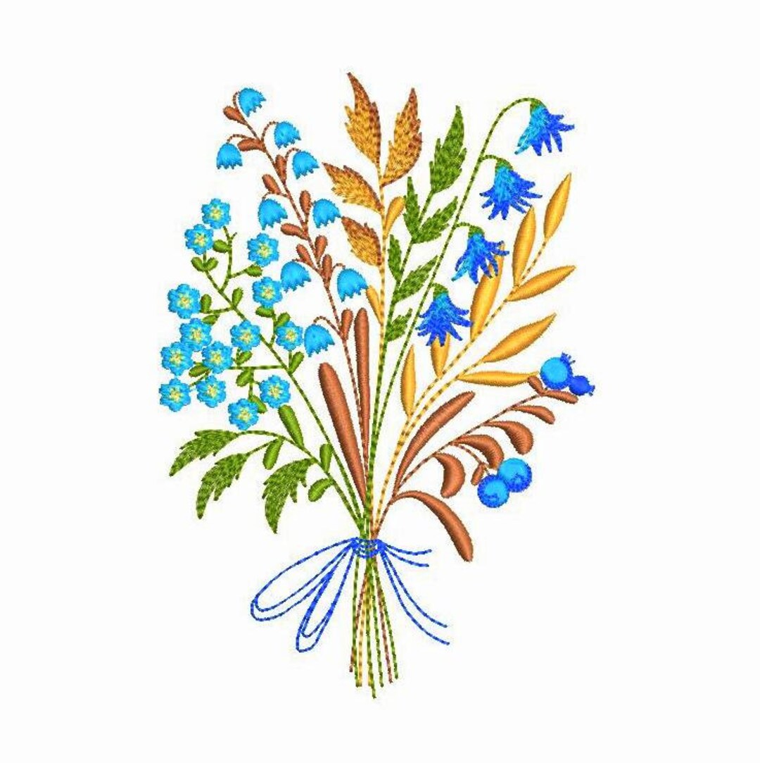 Wildflowers Machine Embroidery Design 4 SIZES, Cute Flower Bouquet ...