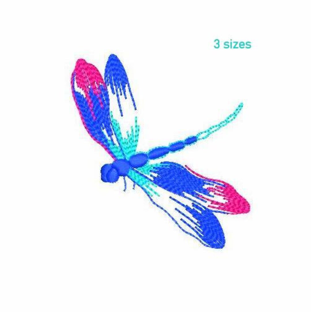 Dragonfly Machine Embroidery Design 3 SIZES, Flying Dragonfly Digital ...