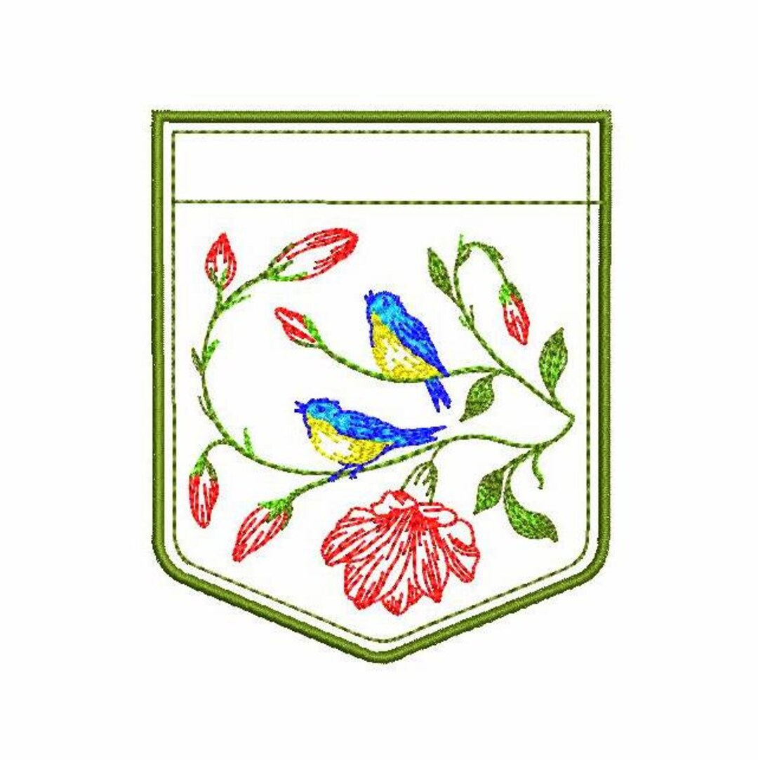Fake Pocket Machine Embroidery Design 4 SIZES, Cute Flower Pocket ...