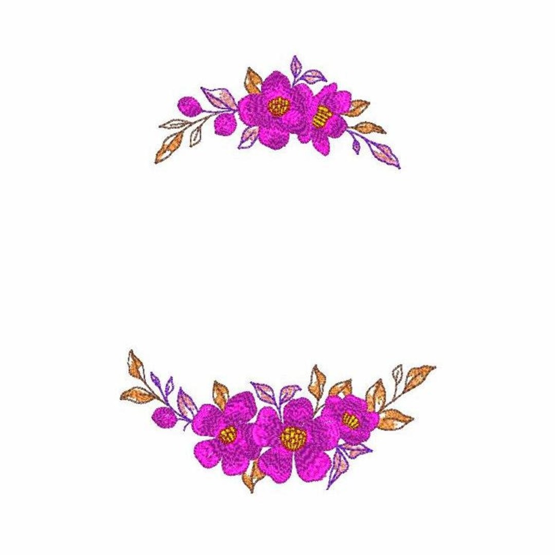 Beautiful Flowers Frame Machine Embroidery Design 3 SIZES, Sketch ...