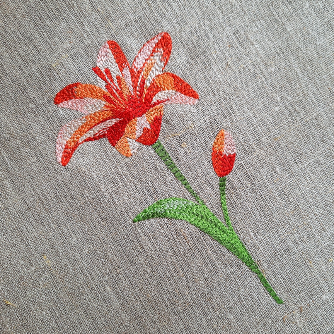 Lily Machine Embroidery Design 3 SIZES Sketch Machine | Etsy